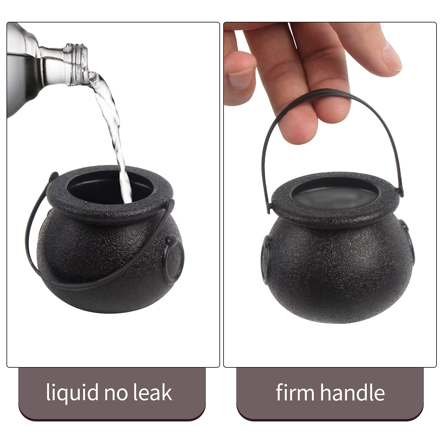 DIYASY Mini Plastic Cauldron,12 Pcs Witch Calderon Pot Black Buckets with Handle for Kids Halloween Candy St. Patrick's Coins Holder & Party Favors