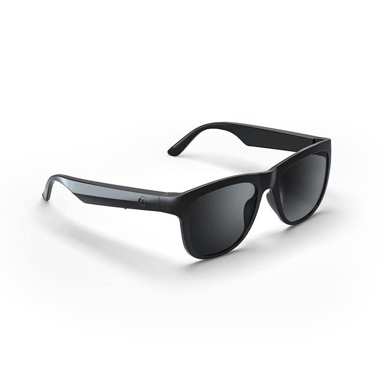 KENTKING Smart Glasses Wireless Bluetooth Audio Sunglasses Open Ear Headset Music&Hand-Free Calling Unisex Polarized Shades Compatiable for All Smart Device (Matte Black/Grey Lense)