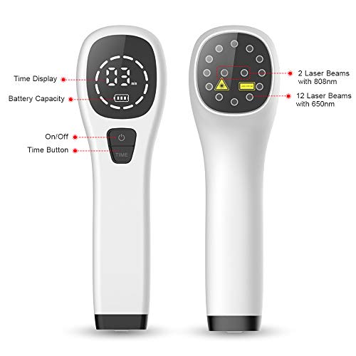 Cold Laser Human/Vet Device with LED Display Targets Joint and Muscles Directly for Pain ReliefInfrared Light(2x808nm +12X650nm)