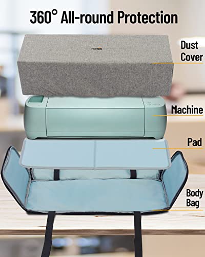 FINESUN Detachable Double Layer Die-Cut Machine Carrying Case for Cricut Explore Air & Maker, 2in1 Cricut Storage Bag with Dust Cover, Gray