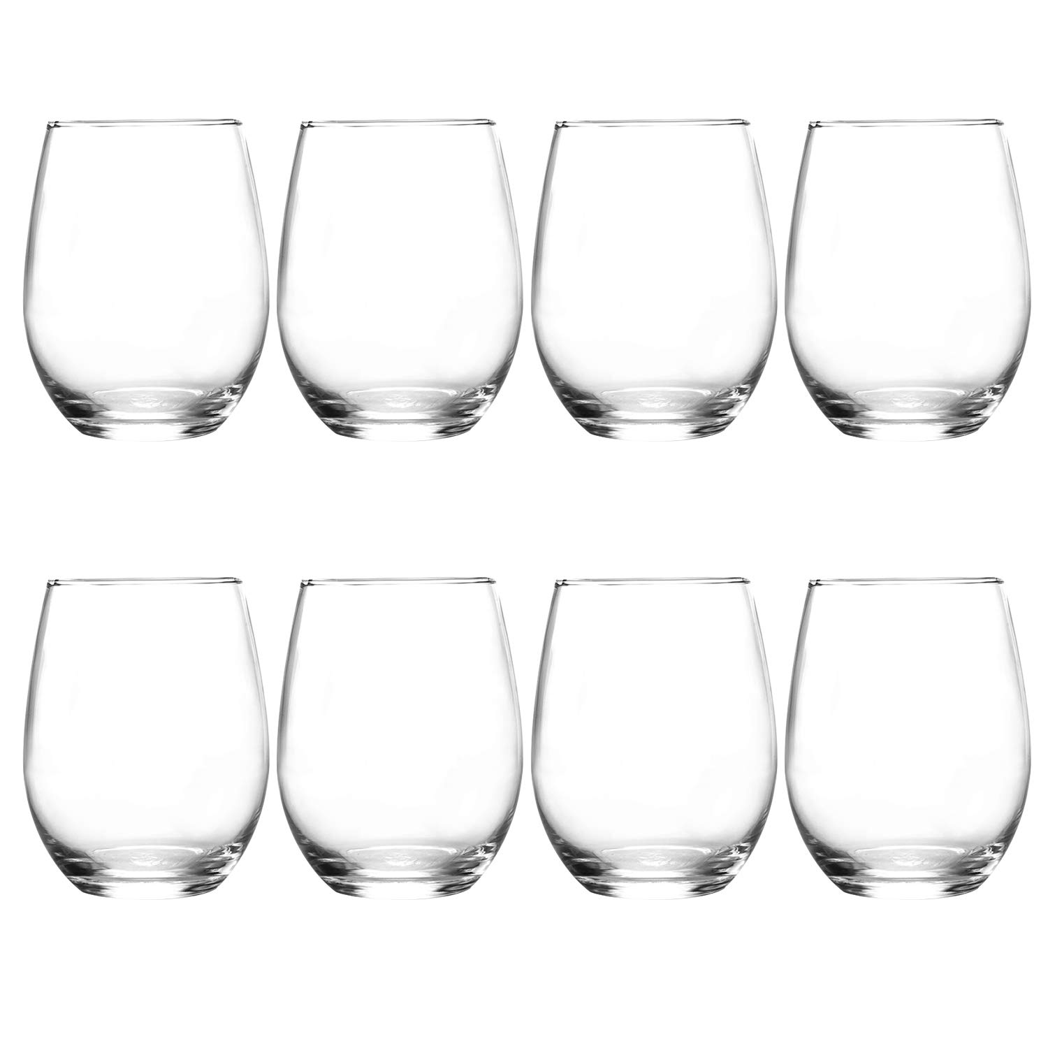 Clear 20oz Stemless Wine Glass,Large Cup For Enhanced Aeration with Durable Chip Resistant Rim For White Wine,Beverage Cups For Red Wine,Sleek Modern Drinking Tumbler Drinking Glass 8pack
