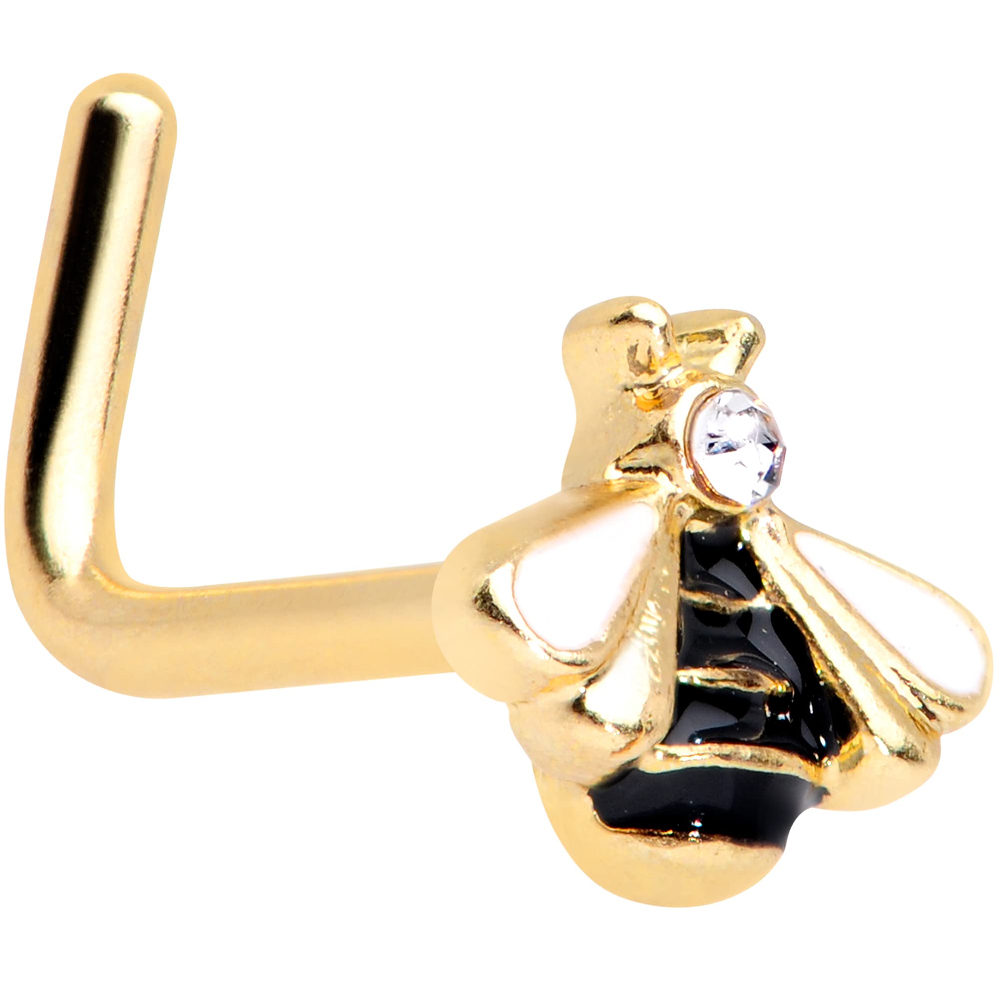 Body Candy Womens 20G 6mm 316L Electroplate Steel L Shape Nose Ring Bee Nose Stud Body Piercing Jewelry 1/4"