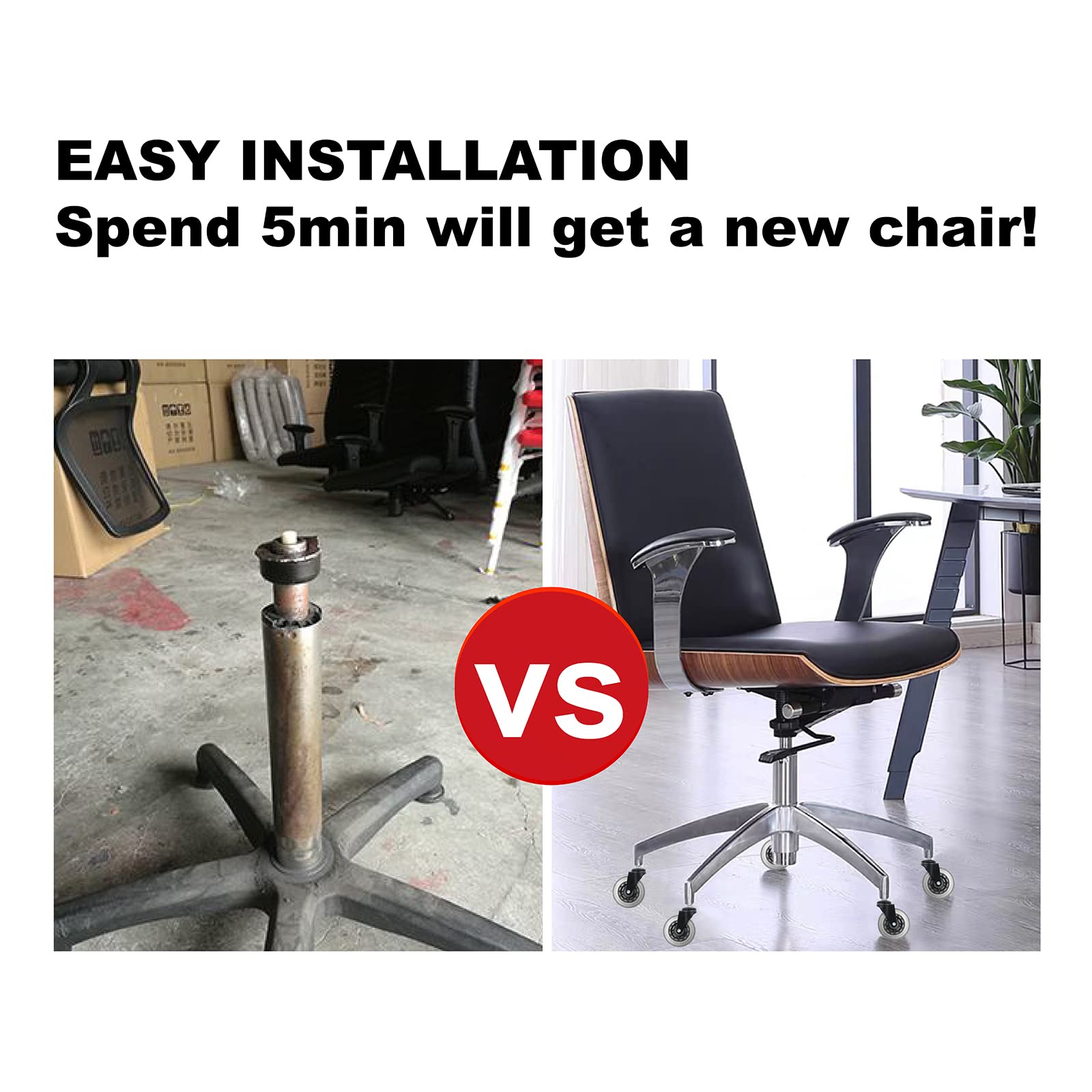 Office Chair Cylinder Replacement,Heavy Duty 1000lbs,Easy to Install,no Sink,Smooth & Silent,4.8inch Long Stroke Adjust,Premium Matte Finish,Chair Piston Safety for Gaming Chair,Swivel Desk,Desk Chair