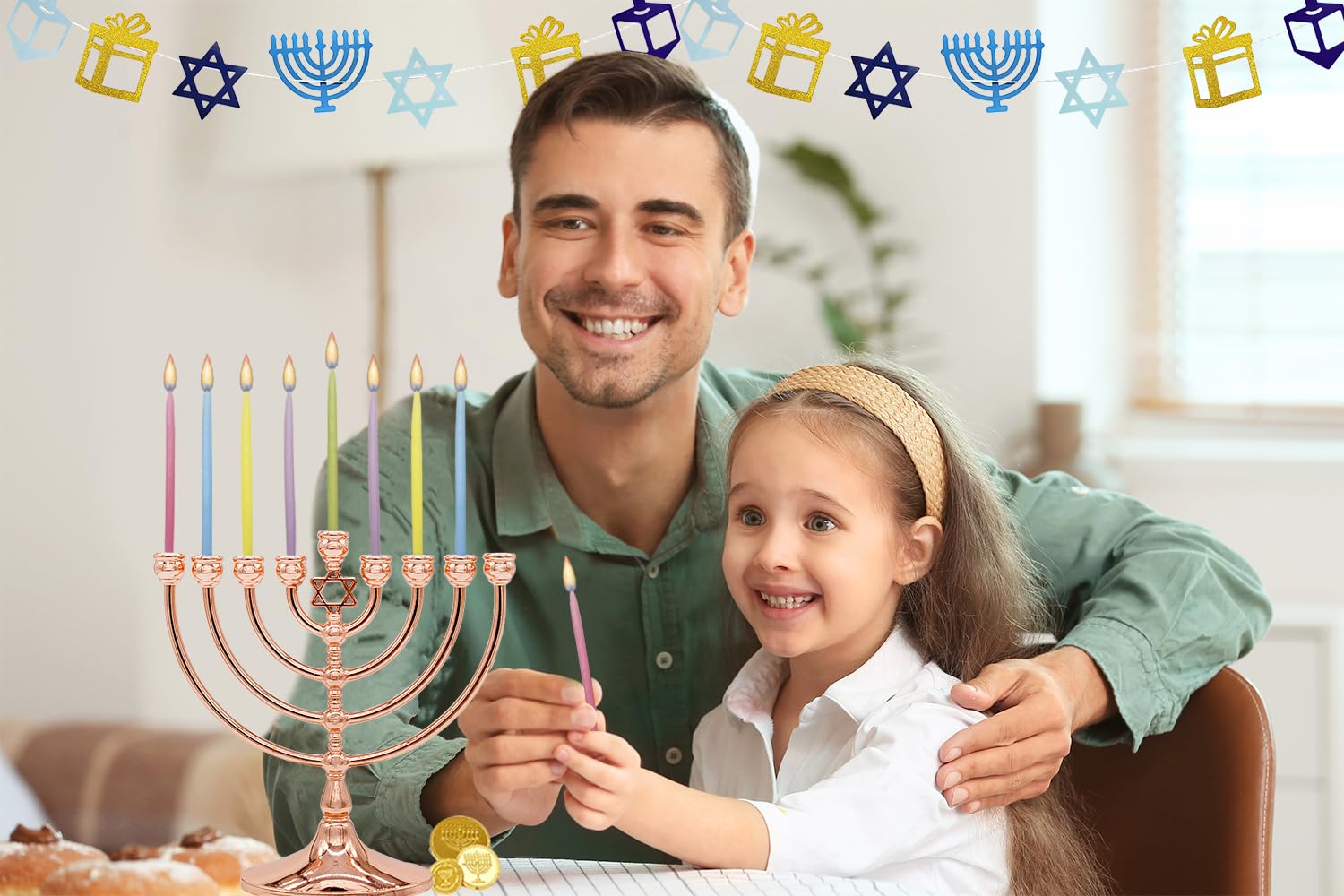 Hanukkah Candles Multicolor Pastel Deluxe Tapered Hanukkah Menorah Candles for All 8 Nights of Chanukah (Single)