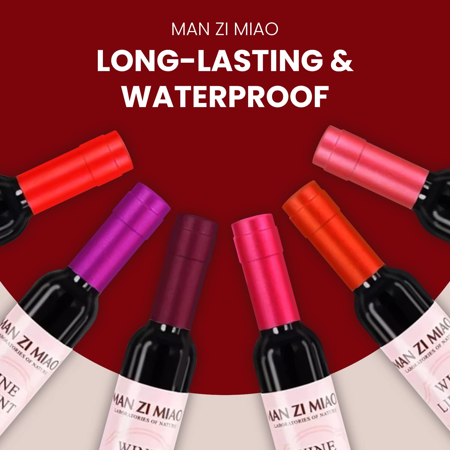 DEALPLUSDEAL MAN ZI MIAO Wine Lip Tint - 6 Pcs Set Long Lasting Color Waterproof Wine Bottle Design Lip Gloss Lip Makeup Liquid Lipgloss