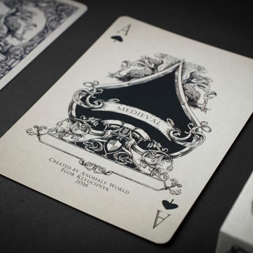 Medieval Playing Cards - Professional Poker Cards in Period-Authentic Middle Ages Designs - Black Edition - Great for Magic, Cardistry, Gameplay - Deck of Cards for Kids & Adults Free Card Game E-book