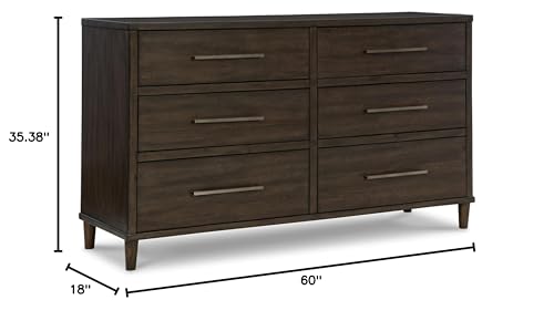 Signature Design by Ashley Wittland Mid-Century Modern 6 Drawer Dresser, Dark Brown