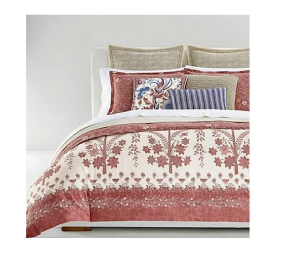 Lauren Ralph Lauren Isla Floral 3 Pc Full Queen Duvet Cover Set Dusty Rose Pink Brick Cream (Queen (U.S. Standard))