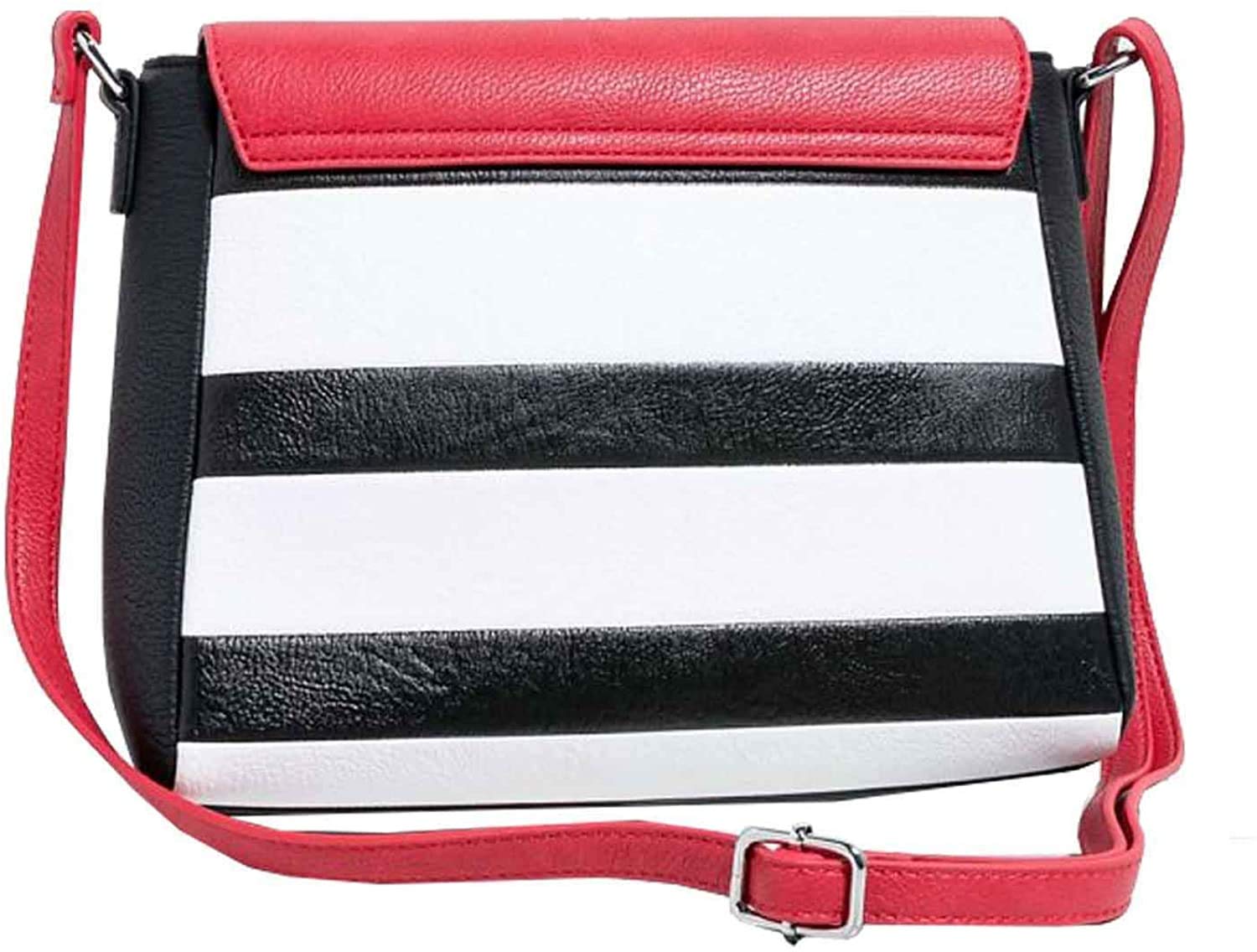 Loungefly x Disney 101 Dalmatians Striped Faux Leather Crossbody Bag (One Size, Black, White, Red)