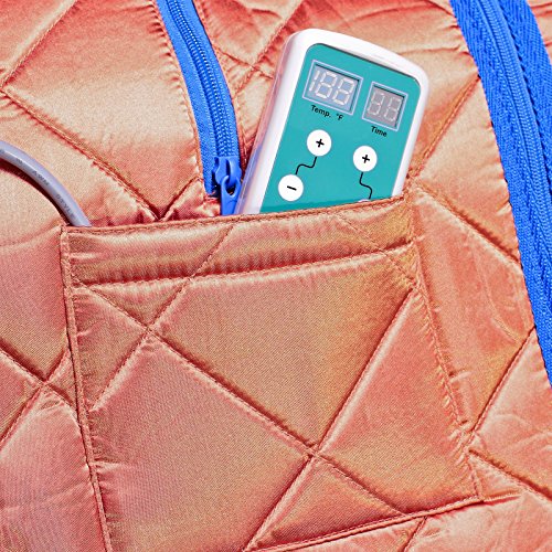 Durherm Infrared Sauna, Low EMF Negative Ion Portable Indoor Sauna with Chair and Heated Footpad, Copper, Large