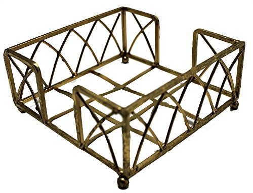 Boston International Arch Design Cocktail Napkin Holder Caddy, 5.25 x 5.25-Inches, Gold Leaf