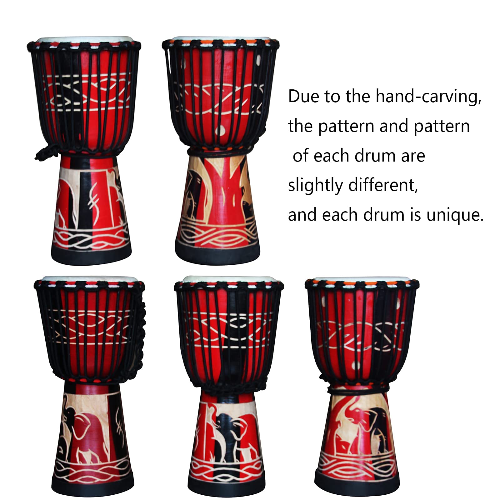Meech Goatskin Cloth Drums Djembe Hand-Painted African Drums Cloth Stitching Djembe Red