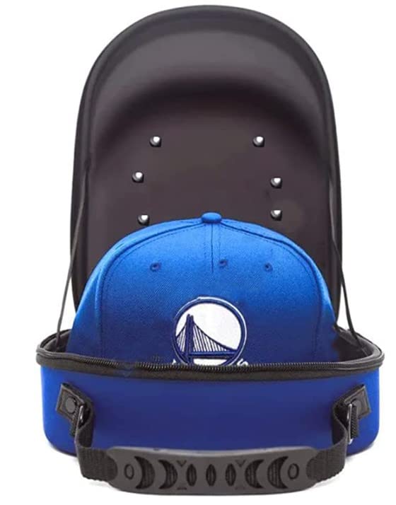 Hat Case for Caps - Cap Storage for Baseball Caps with Carrying Handle & Shoulder Strap β Hard EVA material - This Organizer Holder Protects up to 6 Hats - Ideal for Traveling & At-Home Storage (Blue)