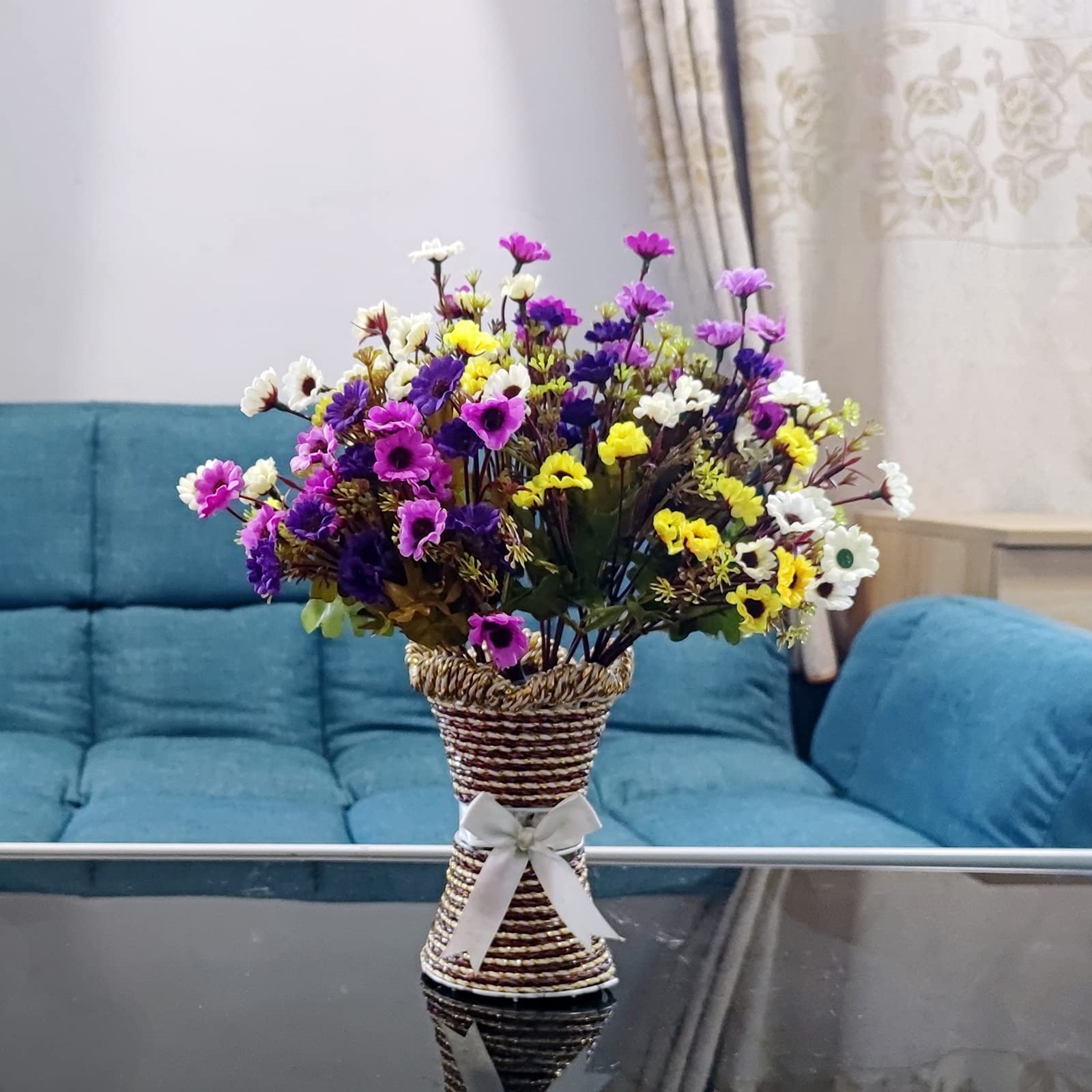 skycats Artificial Flowers, Artificial Daisy Silk Flowers, Flowers for Home Wedding Kitchen Garden Patio Window Box Office Table Centerpieces Indoor Outdoor Decor (4 Bundles White, excluding vases)