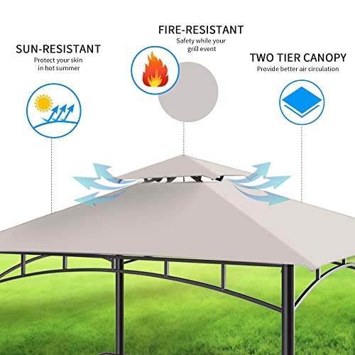 FAB BASED 5x8 Grill Gazebo Canopy for Patio, Outdoor BBQ Gazebo with Shelves, Barbeque Grill Canopy (Grey)