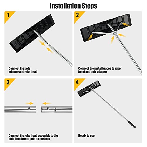 Goplus Snow Roof Rake, Extendable 4.8-20FT Snow Shovel for Snow Removal w/ Aluminum Frame & Anti-Slip Handle, Ideal for Roof Car, 25-Inch Blade
