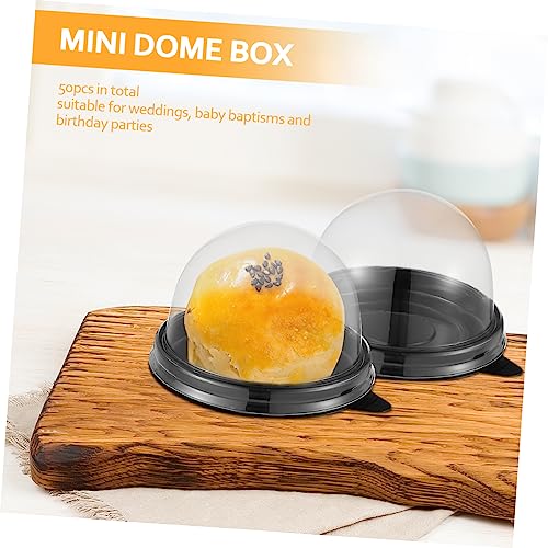 HEMOTON 100pcs Clear Gift Boxes Black Container Clear Cake Box Window Mini Muffin Holders Single Cupcake Containers Packing Box Plastic Boxes Tray Puffs Clamshell Single