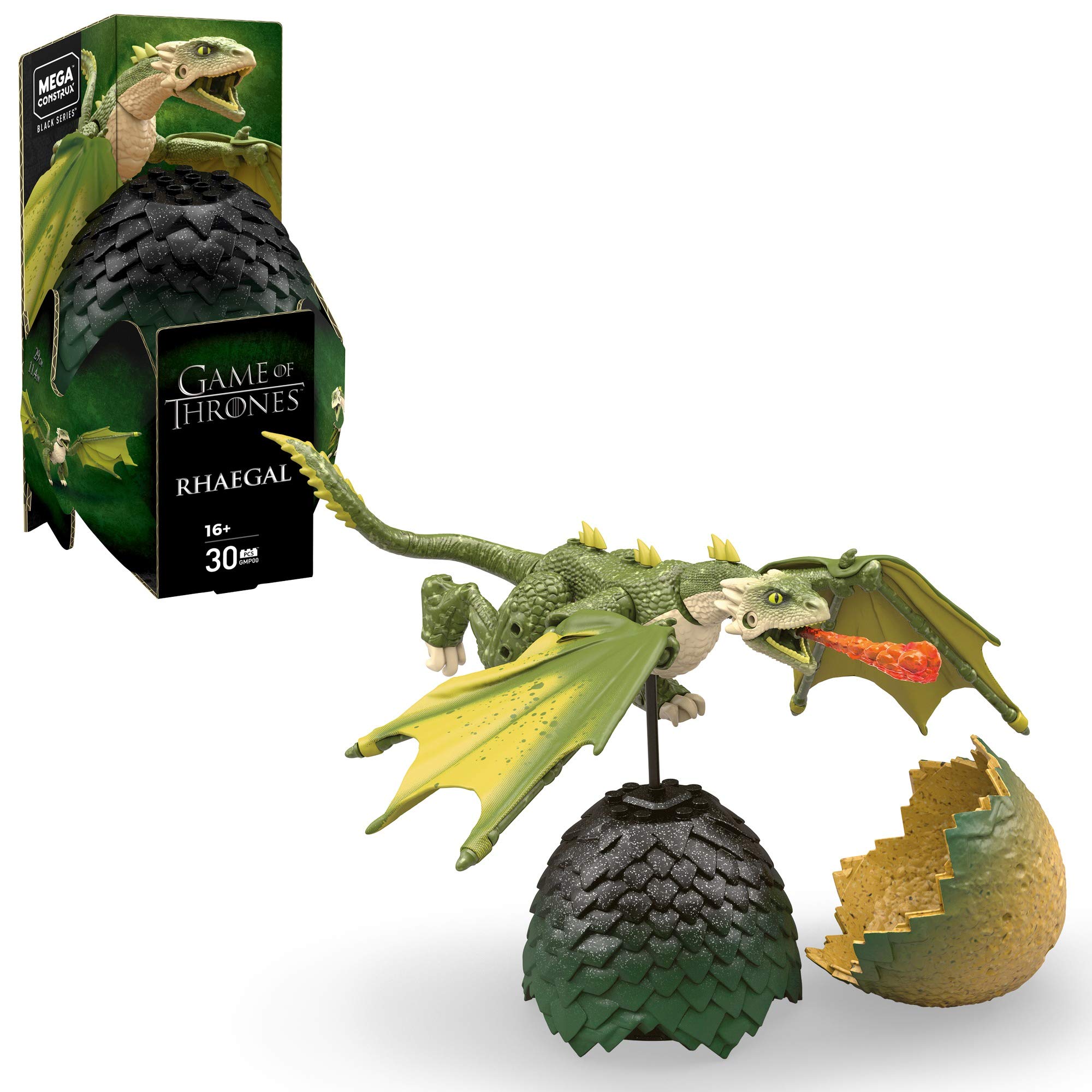 Mega Construx Game of Thrones Rhaegal Construction Set with character figures, Building Toys for Collectors (30 Pieces)