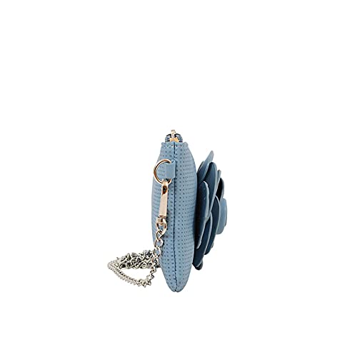 Mellow World Arina Vegan Leather Floral Decoration Crossbody Handbag with removable strap and wristlet Blue
