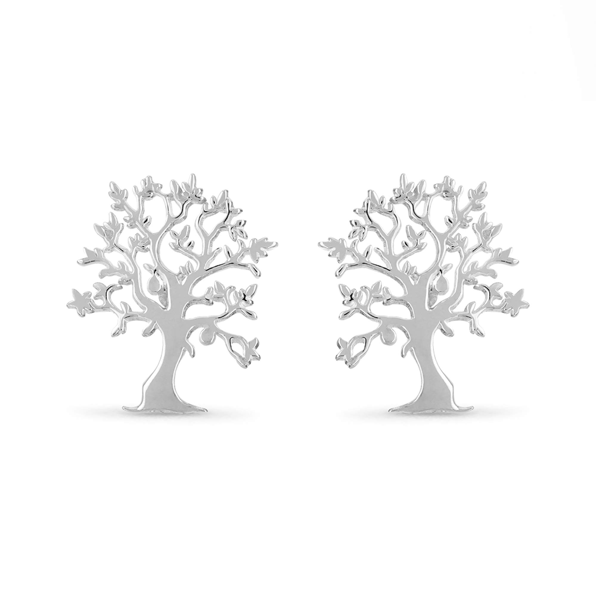 Boma Jewelry Sterling Silver Tree of Life Nature Stud Earrings