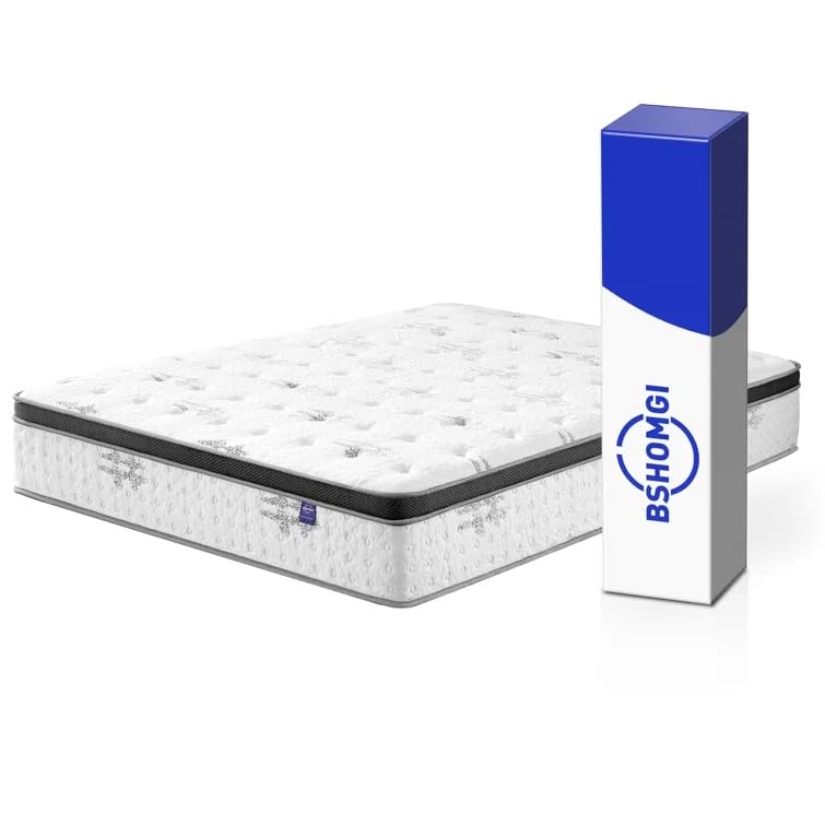 Queen Mattress,12 Inch Hybrid Mattress in a Box,Gel Memory Foam Queen Size Mattress,Individually Wrapped Pocket Coils Innerspring Mattress for Motion Isolation,Medium Firm (Queen)