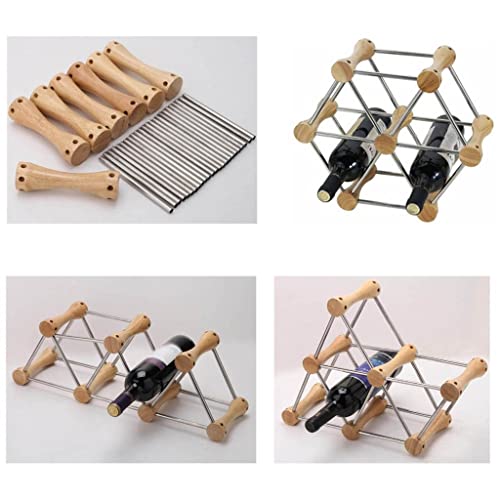 DOUBA DIY Wooden Metal Wine Rack, Transforming Bottle Rack, Kitchen Bar Assembly Wine Rack Wine Set