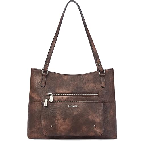 BOSTANTEN Women Handbag Leather Shoulder Bags Soft Designer Top Handle Purse (Brown 2)