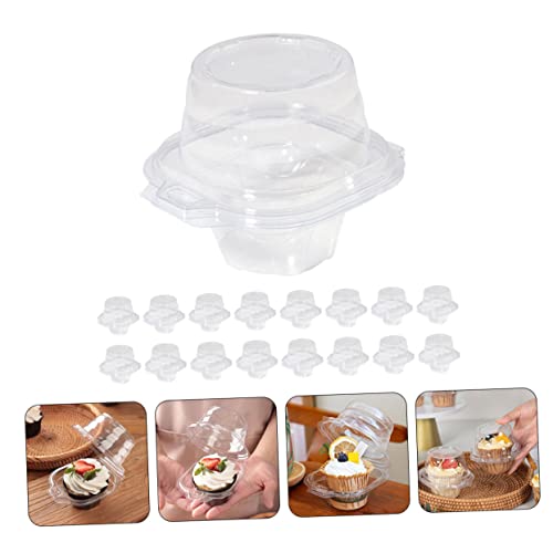 HEMOTON 20pcs Cupcake Package Boxes Cupcake Box Clear Cups Disposable Mini Cake Stand Disposable Cake Containers Mooncake Boxes Mini Cupcake Boxes Muffin Single Container Cupcake Container