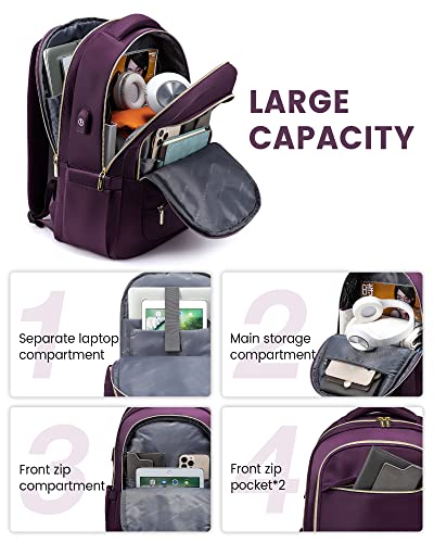 LOVEVOOK Laptop Backpack for Women, Slim Business Laptops Bag with Separate Computer Compartment Stylish Daypack for College Work Travel, Fits 15.6" Laptop