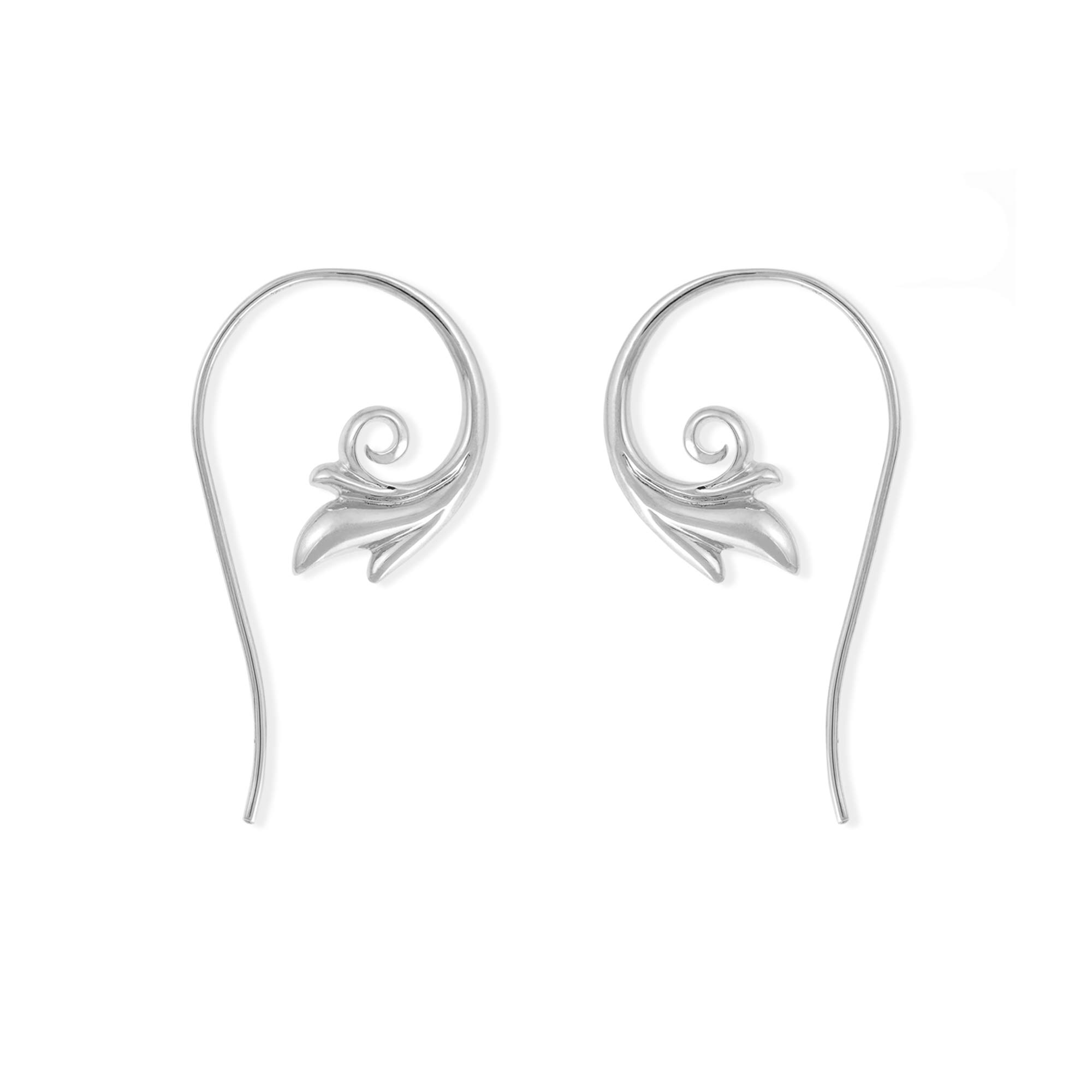 Boma Jewelry Sterling Silver Flower Blossom Pull Through Hoop Earrings