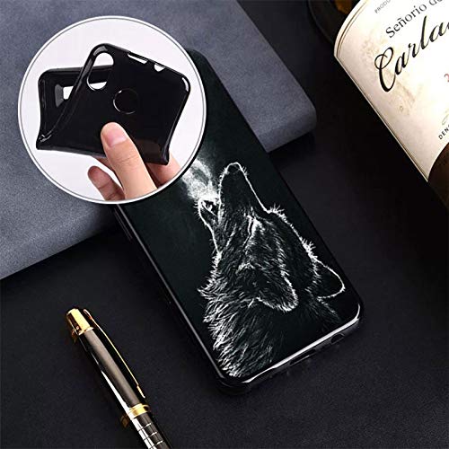 HGJTF Phone Case for BLU J9L (6.00") with [2 X Tempered Glass Screen Protector], Ultra-Thin Black Silicone Shockproof Soft TPU Bumper Shell for BLU J9L - Little Wolf