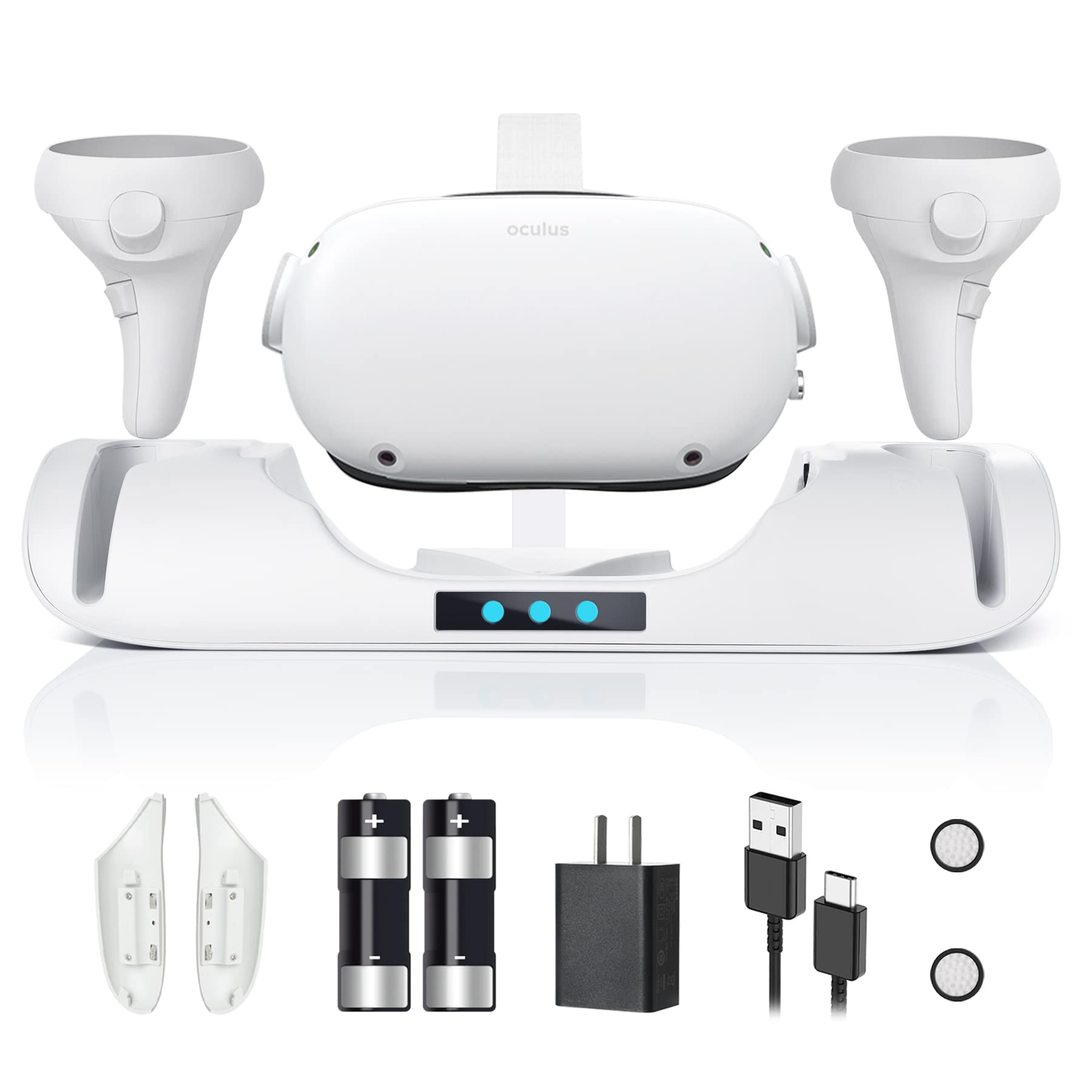 Charging Dock for Oculus Quest 2/Meta Quest 2,Oculus Quest 2 Charging Dock,Supports LED Indicator/Simultaneously Magnetic Charging Headset and Controller Charging Dock Stocking Gift Ideas