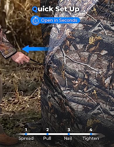 KEMIMOTO Hunting Blind 2-3 Person, See Through Ground Blind 270 Degree Pop Up, Portable Camo Tent for Deer & Turkey Hunting