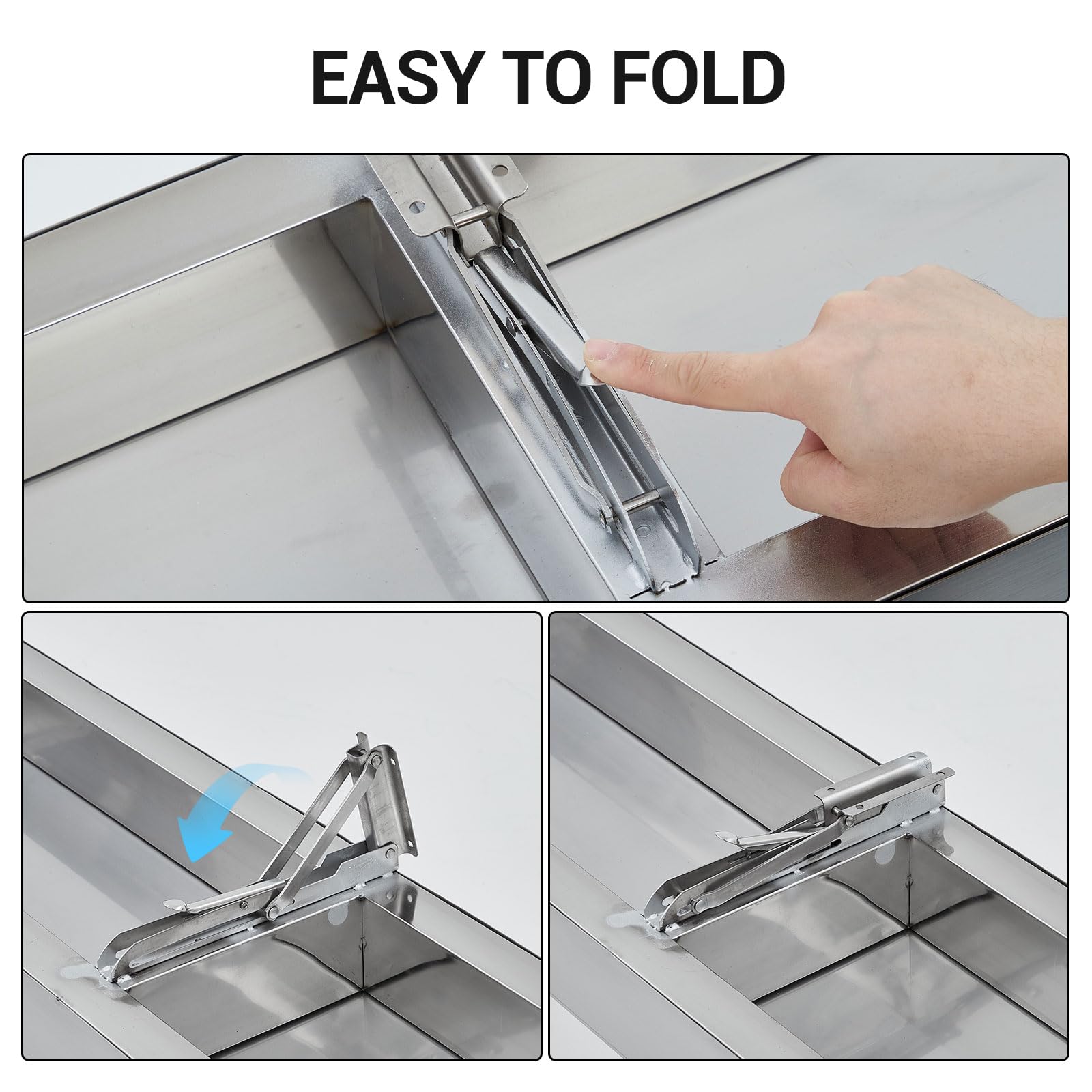 ExploreHorizon Folding Concession Shelf 72" x 12" - 304 Stainless Steel, Wall Mount, Drop Down, for Food Truck, BBQ, Restaurant