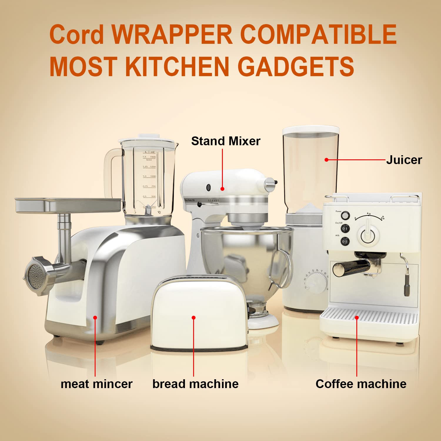 Cord Wrappers for Kitchen Appliances, Upgraded Kitchen Gadgets Cord Organizer Winder Keeper Holder for Appliances Coffee Maker, Air Fryer, Mixer, Toaster, Kitchen Accessories Attachments