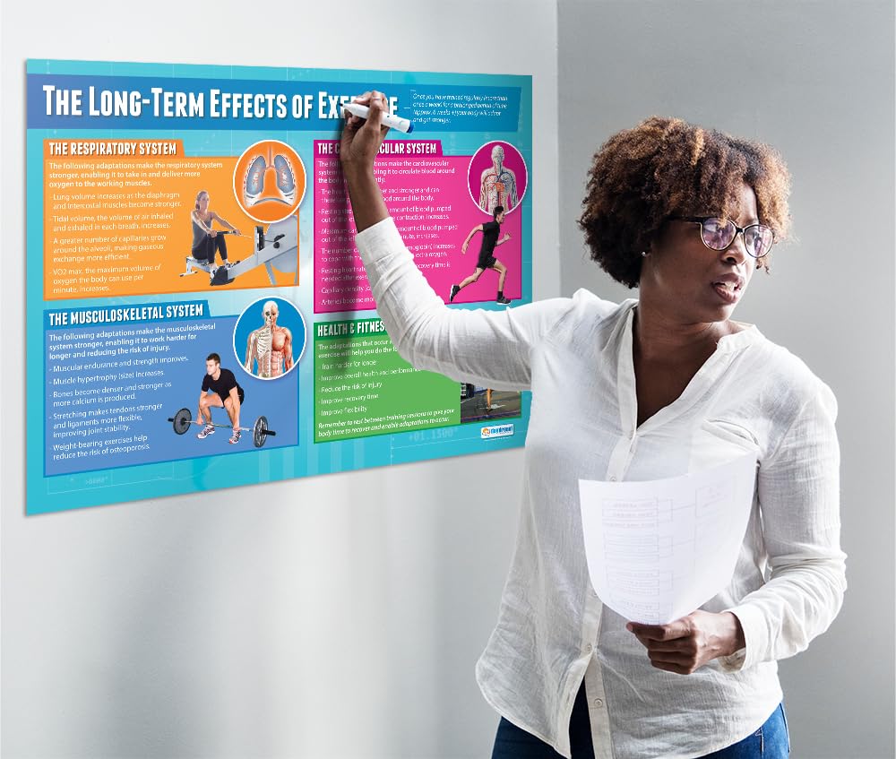 The Long-Term Effects of Exercise Classroom Poster - EXTRA LARGE 33” x 23.5” - Laminated - Physical Education Middle & High School Class Decor - Wall Charts by Daydream Education.