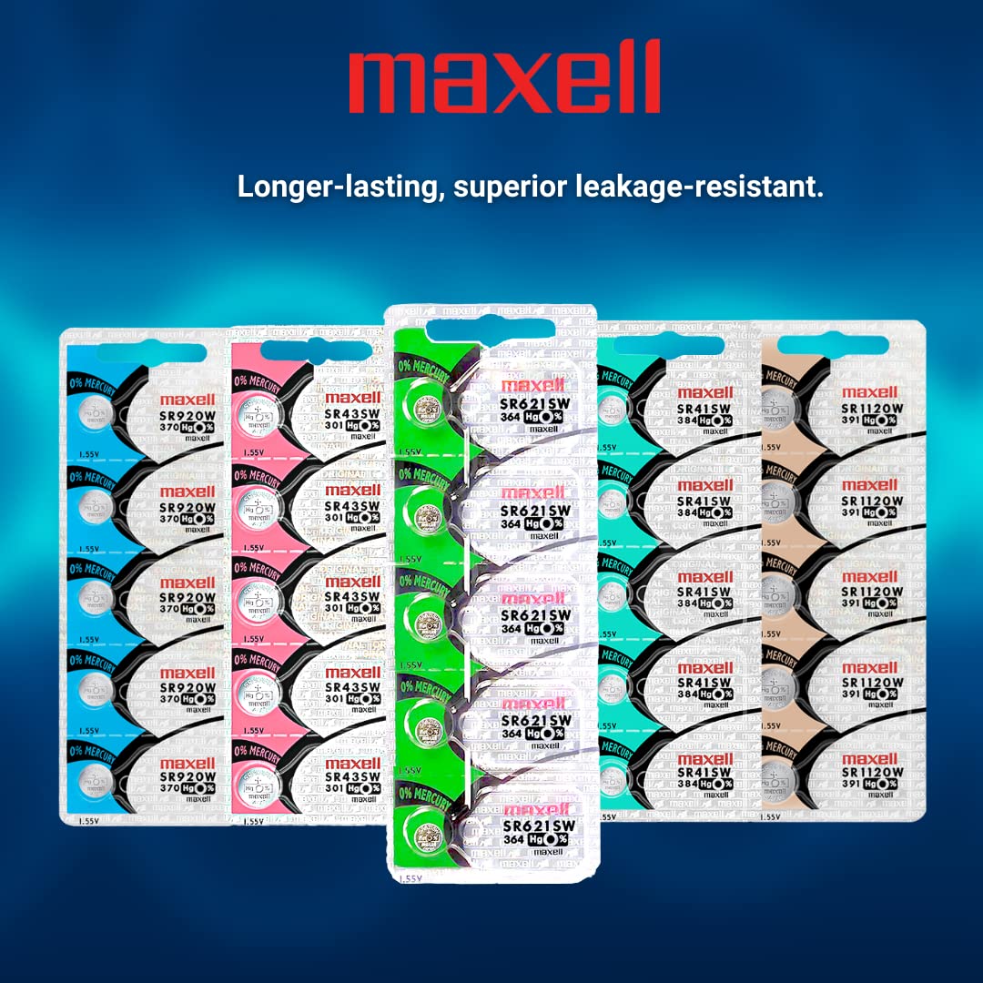 Maxell Genuine/Original Button Cell 364/SR621SW AG1 / Cell Battery (Ideal Use for Your Flashlight, Watches, Calculators, Cameras, Remote Control, Toys, and