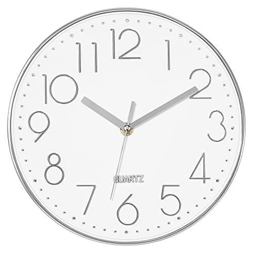 Lumuasky Silent Wall Clock Battery Operated Analog Small Cute Non-Ticking Decorative Clock for Bedroom Kitchen Living Room School Office Classroom Decor (10 inch)