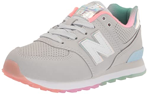New Balance Kids 574 V1 70s Racing Lace-up Sneaker, Summer Fog/Lemon Haze/Uv Glo, 2.5 US Unisex Little