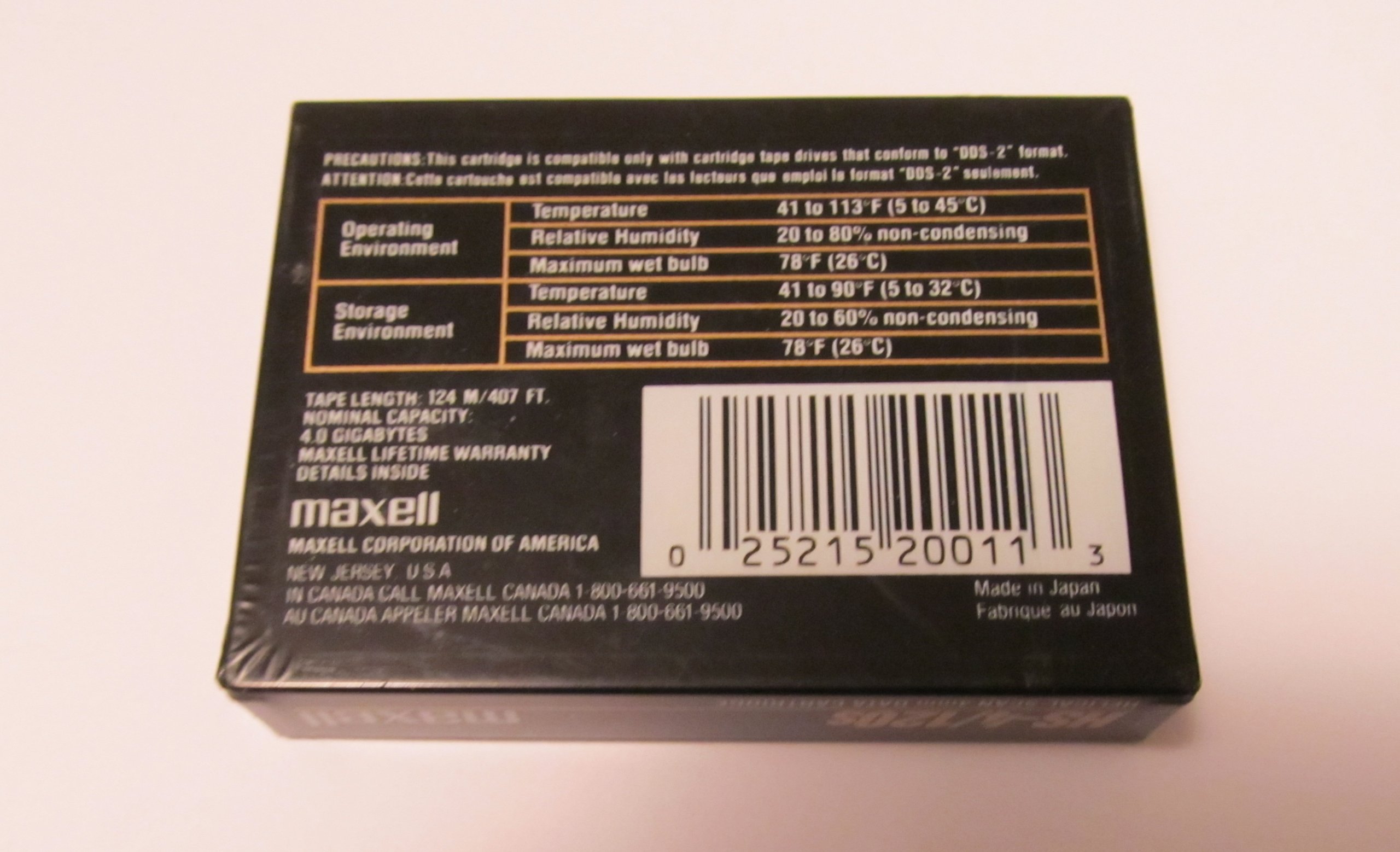 Maxell HS-4/120s DAT DDS-2 Data Cartridge. 1PK DDS2 DAT 4MM 120M 4/8GB TAPE CARTRIDGE TAPMED. DAT DDS-2 - 4GB (Native) / 8GB (Compressed)