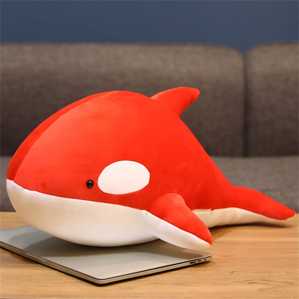 pangcangshu Nice 60/80cm New Black and Red Shark Plush Toys Big Killer Whale Doll Orcinus Orca Stuffed Sea Animals Children Birthday Gift (Red, 80cm/31inch)