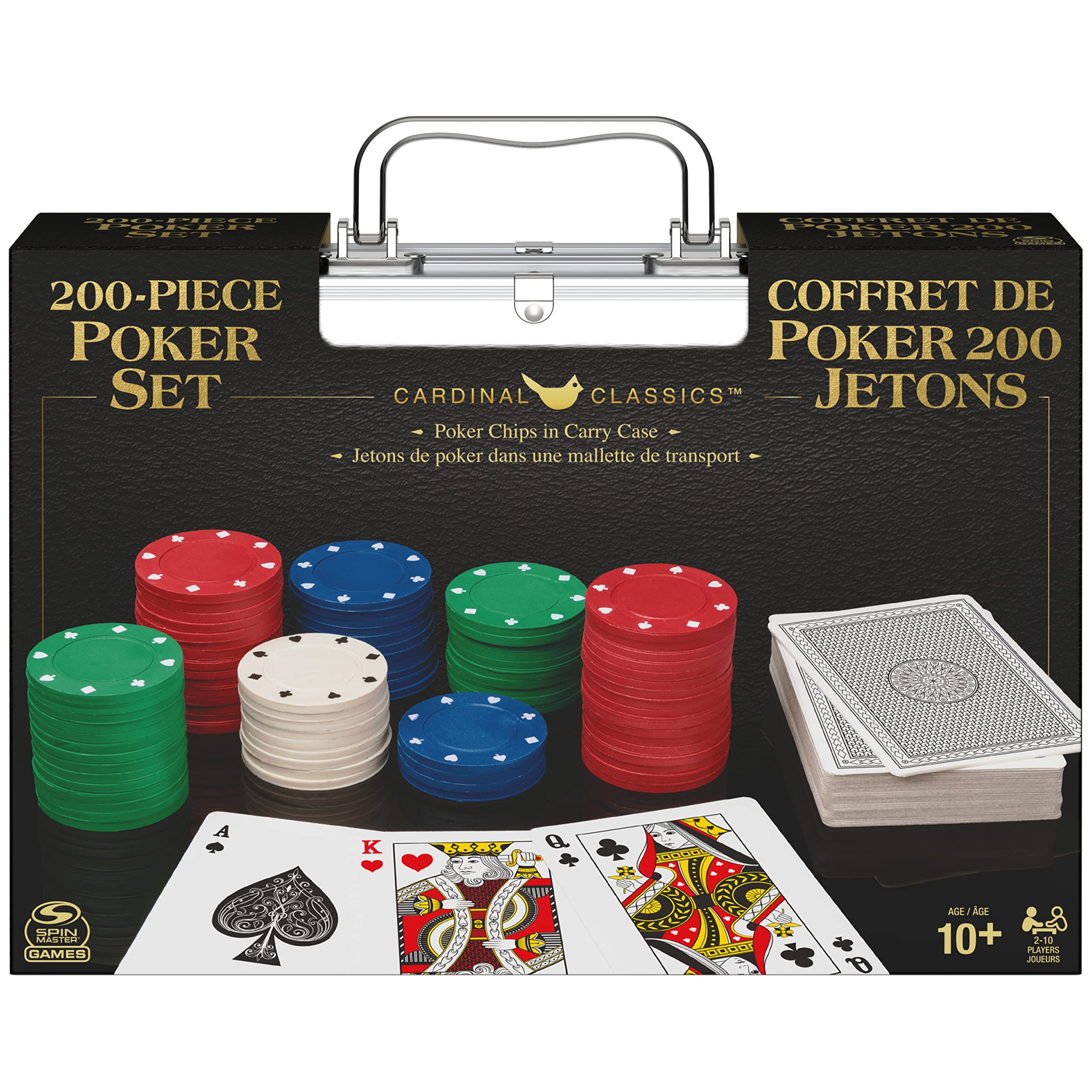 Spin Master Games Professional Texas Hold ‘Em Poker Set, Classic Game with 200 Dual-Toned Chips and Cards in an Aluminum Case