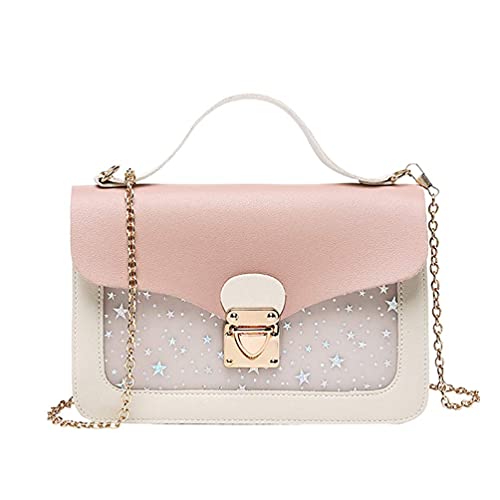 Girls Chain Shoulder Bag,Princess Bag,Chain Handbags,Chain Detachable Three-Layer Mezzanine Shoulder Bag for Little Girls Gift Idea Birthday Christmas(Stars Pink)