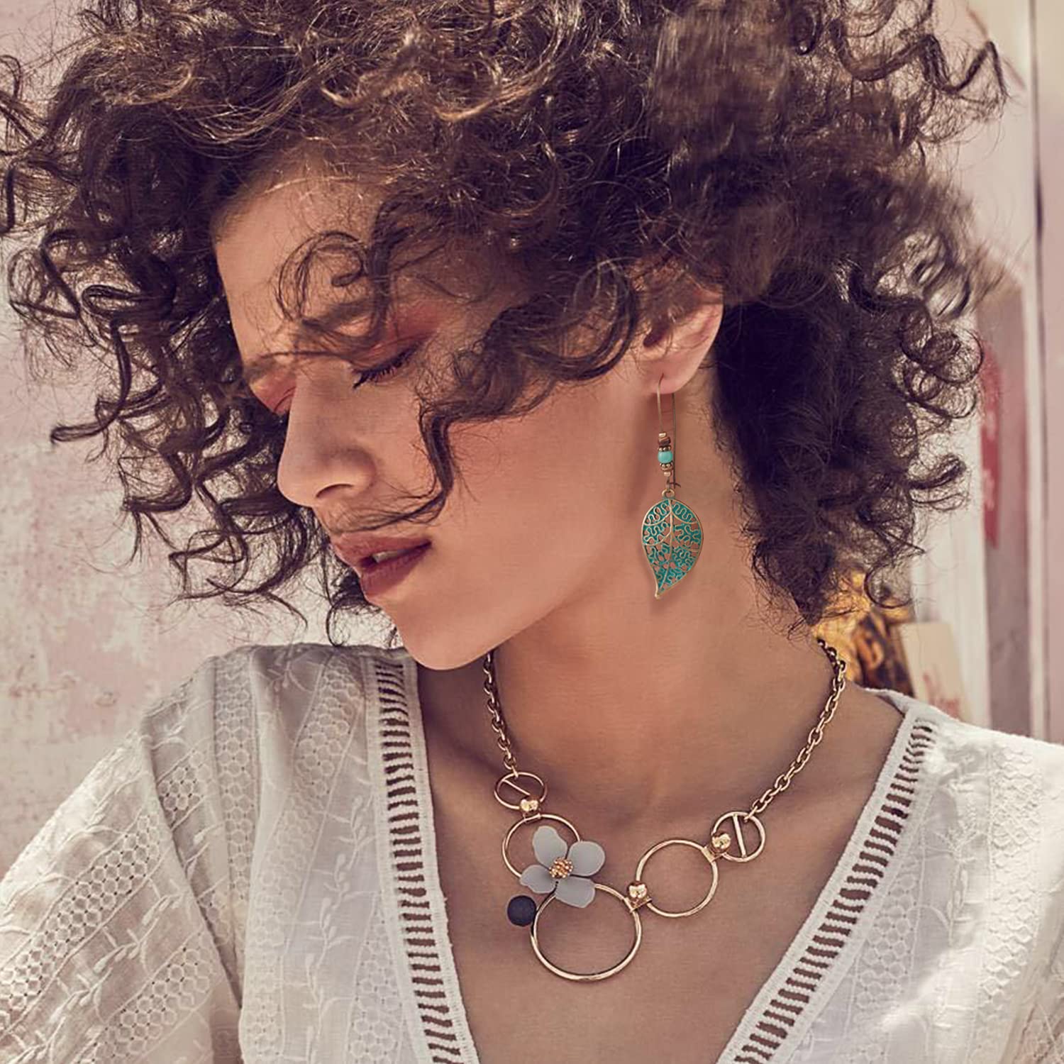 Bohemian Vintage Dangle Earrings Boho Retro Hollow Metal Dangle Drop Earrings for Women Girls (9pairs)