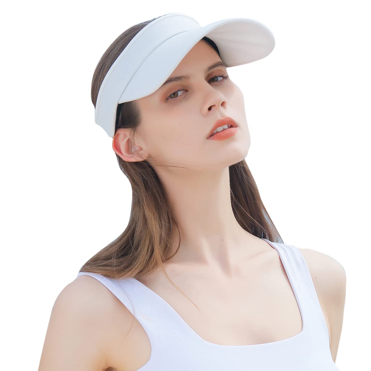 Breathable Tennis Visor for Women Sun Protection Hats Adjustable Golf Running Sport Cap Moisture Wicking White