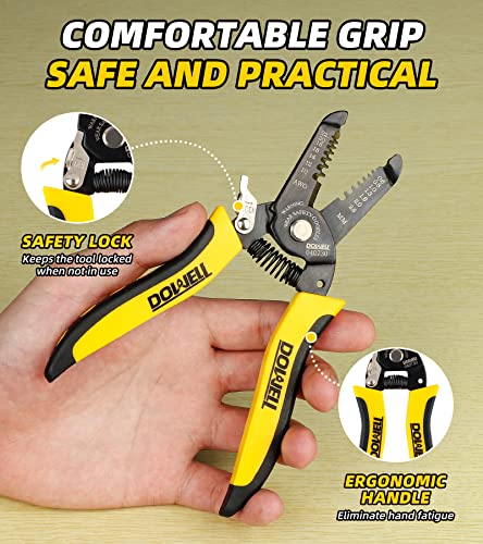 DOWELL 10-22 AWG Wire Stripper Cutter Wire Stripping Tool And Multi-Function Hand Tool,Professional Handle Design And Refined Craftsmanship.