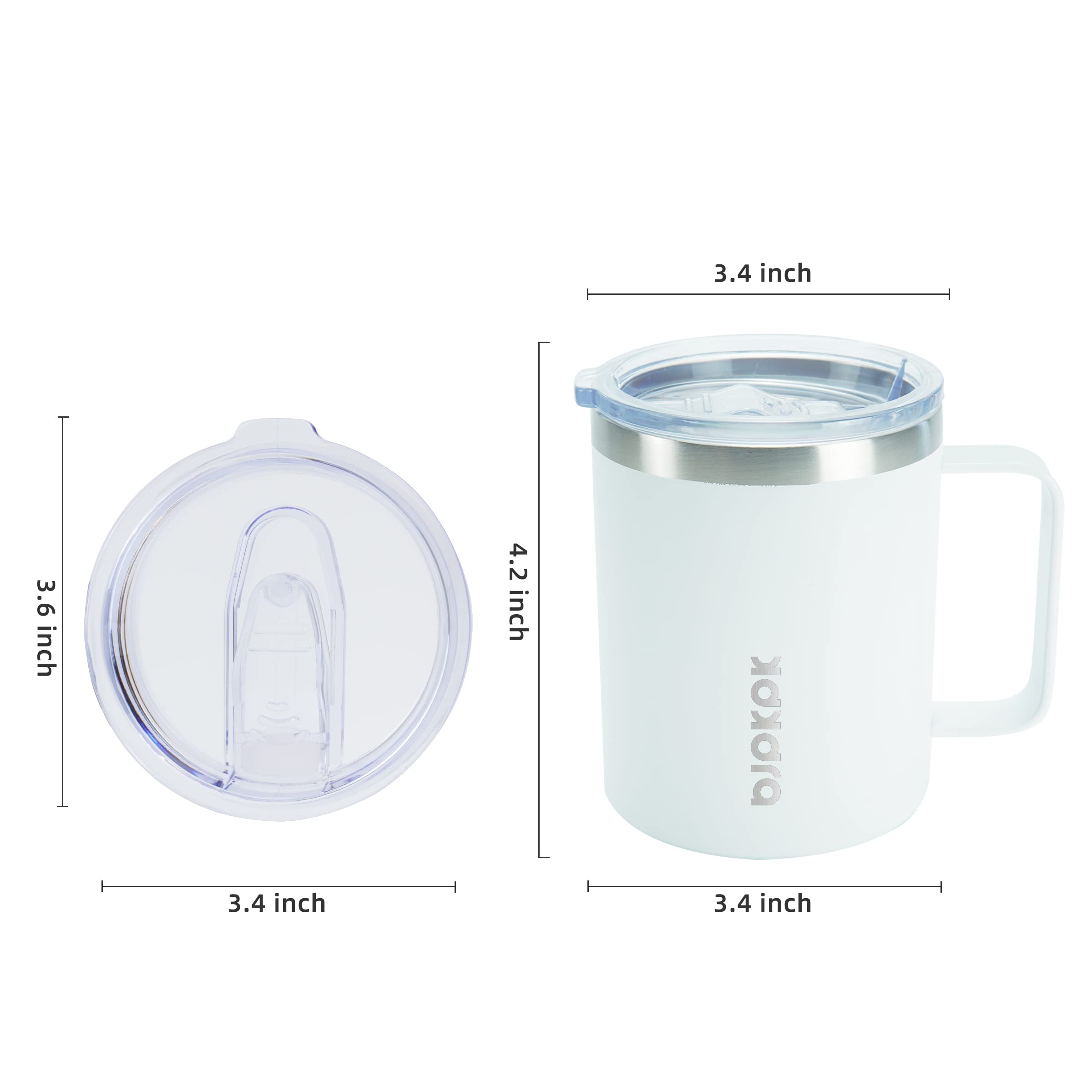 BJPKPK 2 pcs Insulated Coffee Mug, 14oz Insulated Coffee Mug with Lid, Stainless Steel Insulated Coffee Mug with Splash Proof Lid-White