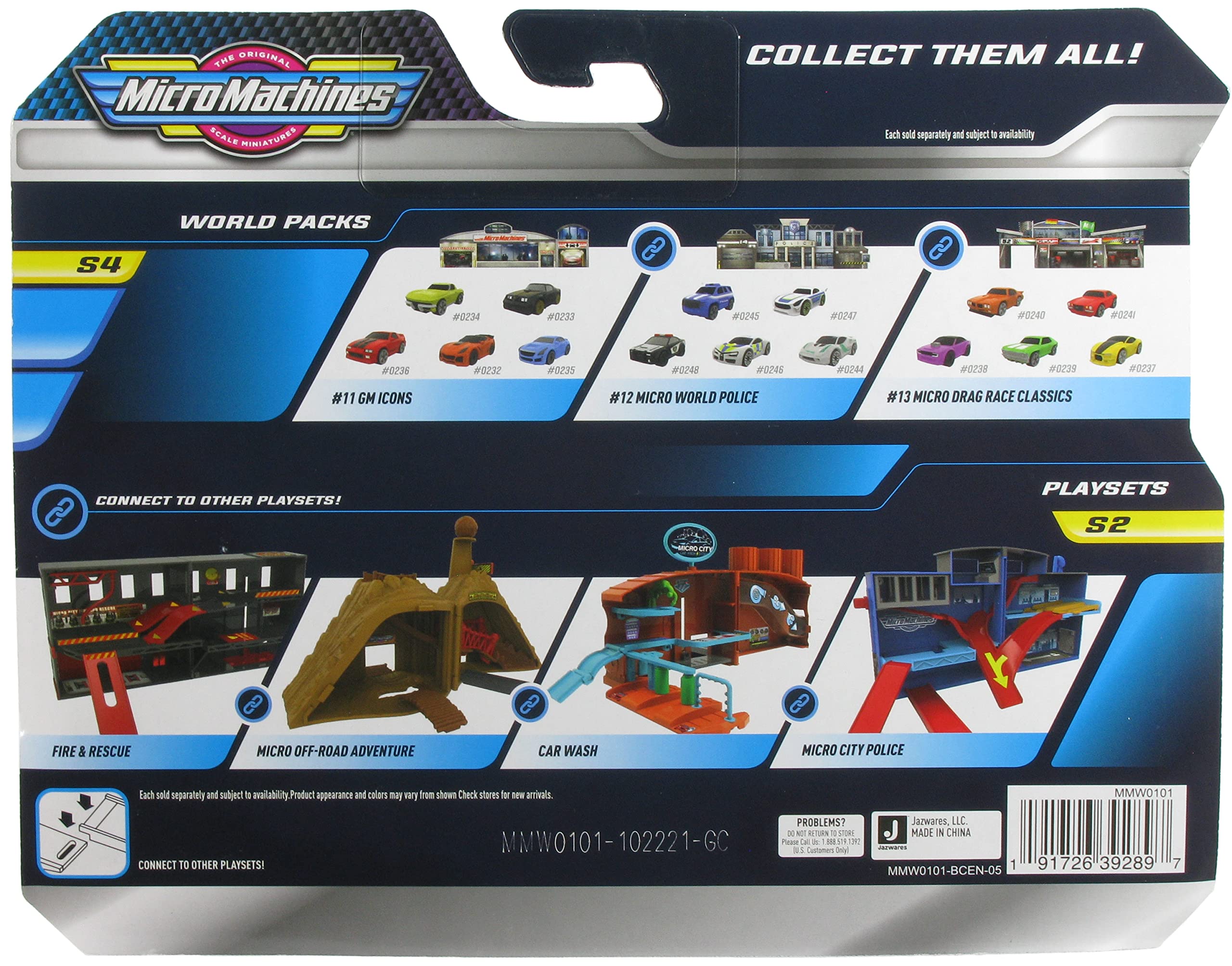 Micro Machines 2021 Series 4 World Pack #11 GM Icons: ZR1 Corvette, Pontiac Trans Am, '63 Split Window Corvette, IROC-Z Camaro, Cadillac CTS V