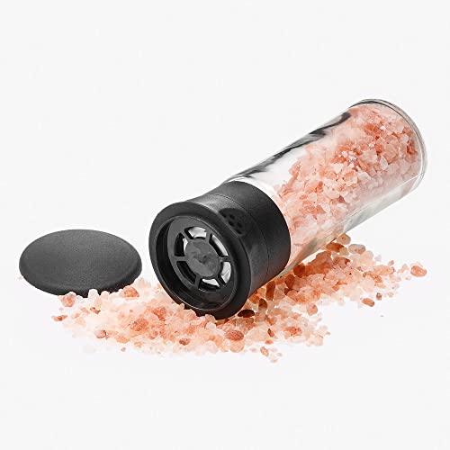 Crystalia Pepper Grinder Set of 2, Salt and Pepper Mills with Ceramic Mechanism, Glass Body, BPA-Free Plastic Lid