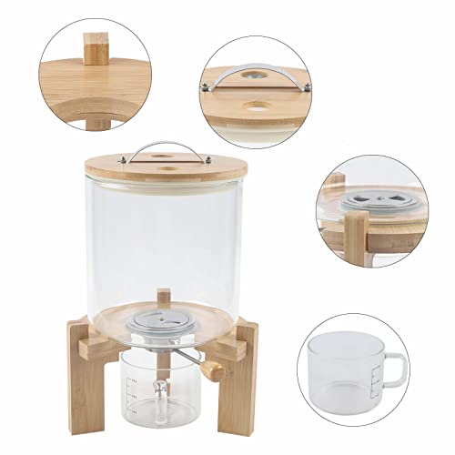 DNYSYSJ 5L/7.5L Rice Storage Container, Flour and Cereal Container, Rice Dispenser, Creative Glass Food Storge Container for Kitchen Organization and Pantry Store, Airtight Lid with Wooden Stand USA STOCK (5L)